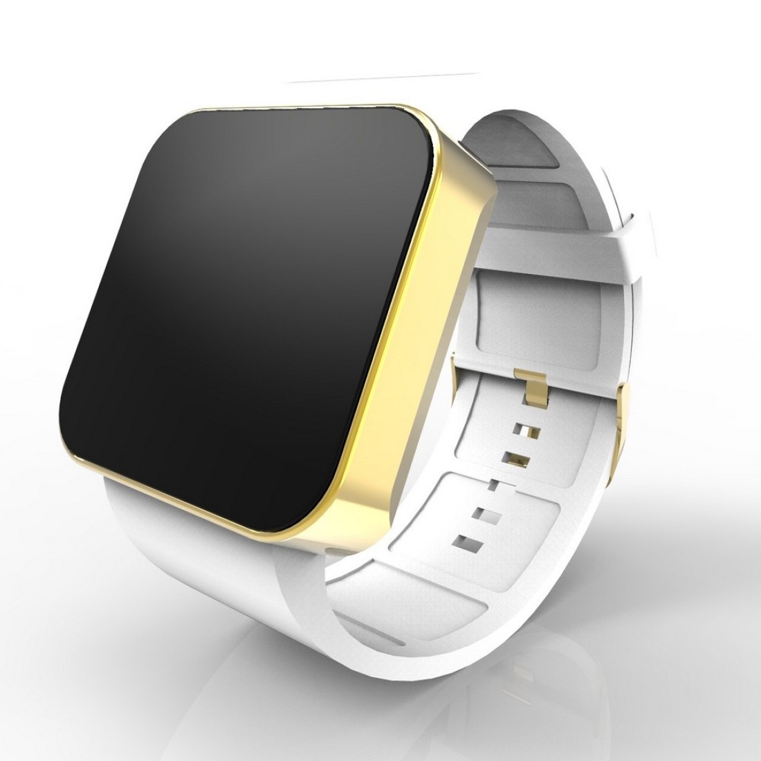 Cool Watch Saat - Gold Shiny Dokunmatik Kasa - Beyaz Kayış Unisex Saat ...