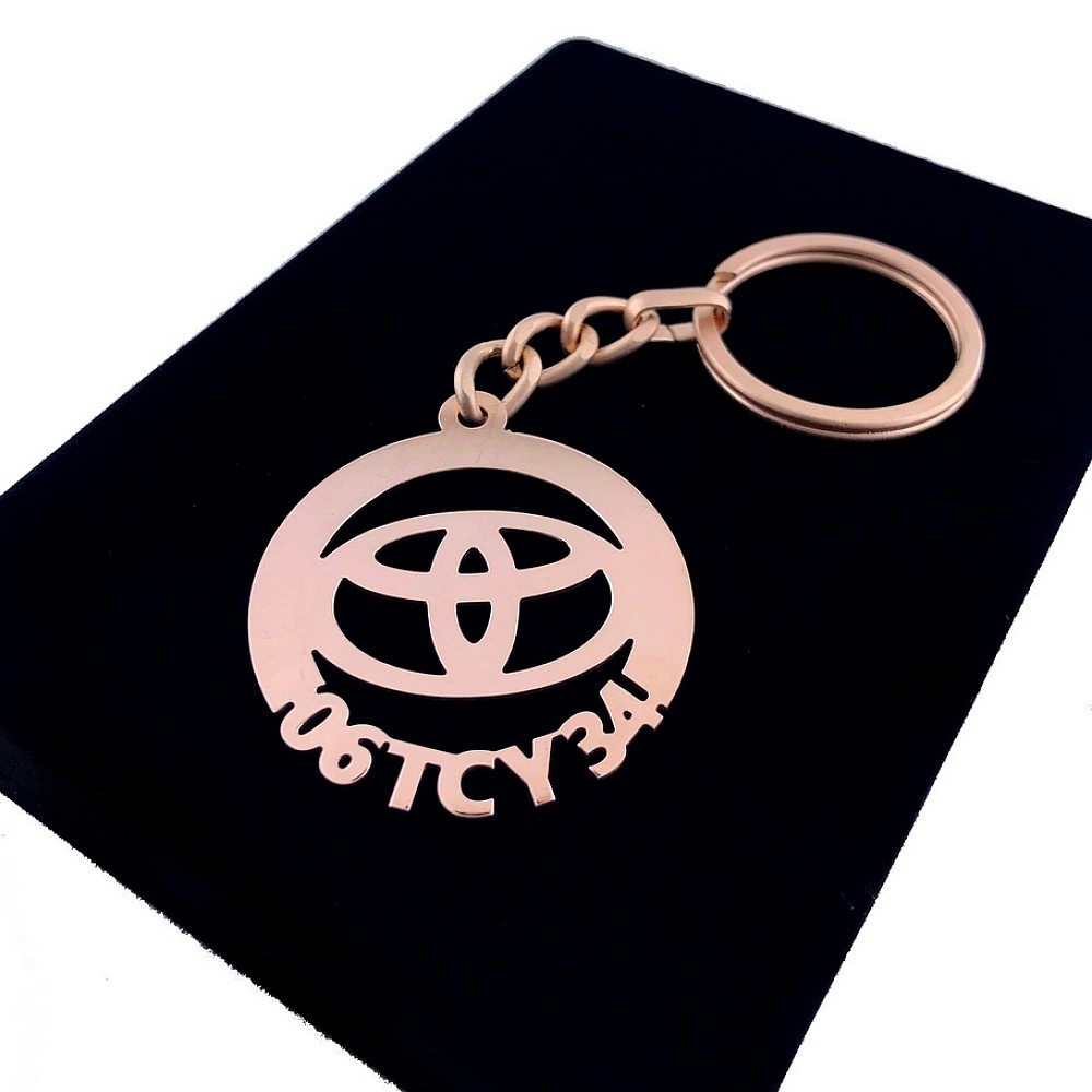 Kişiye Özel - Metal Toyota - Rose Plaka Anahtarlık Gerçek Altın Kaplama ...
